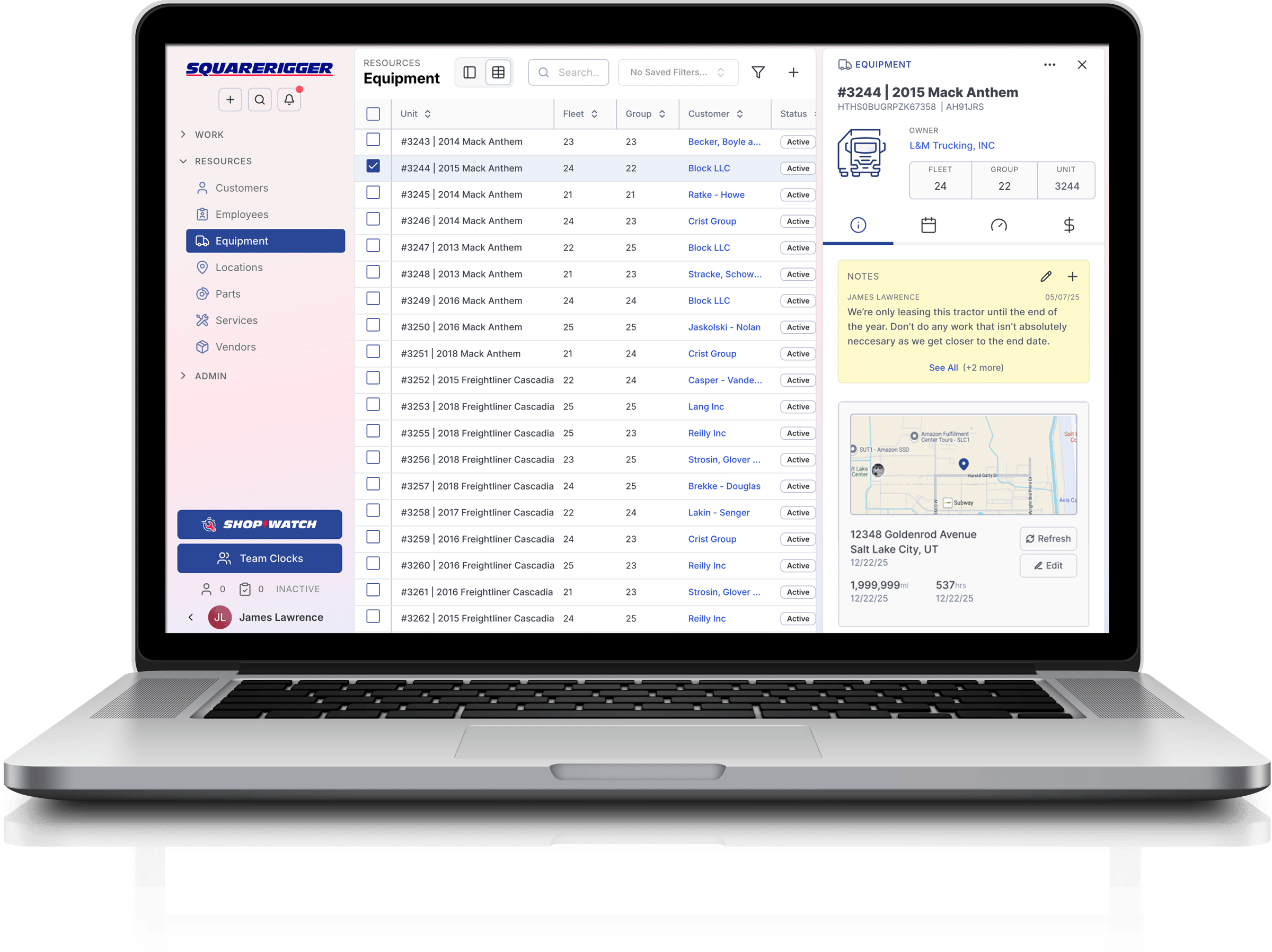 Squarerigger Fleet Management Software-Asset Management
